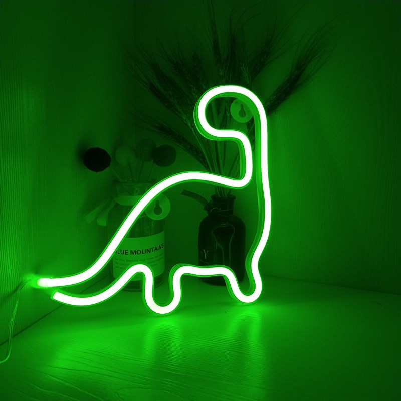 Dino Neon led Lampe Grøn – Geekd