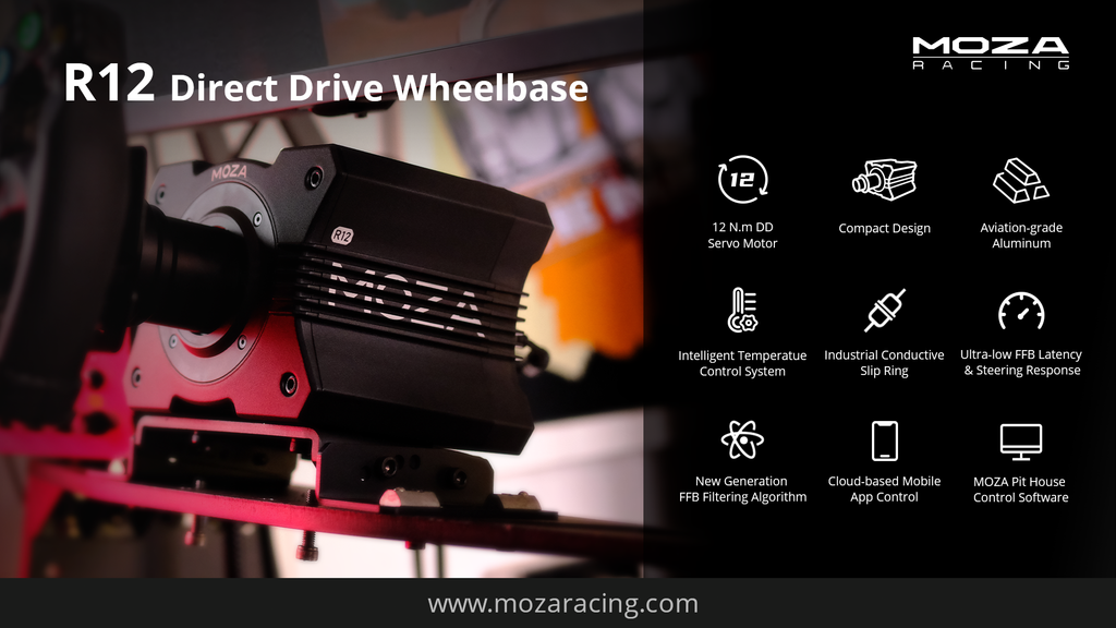MOZA R12 Direct Drive Wheel Base - 12 Nm – Geekd